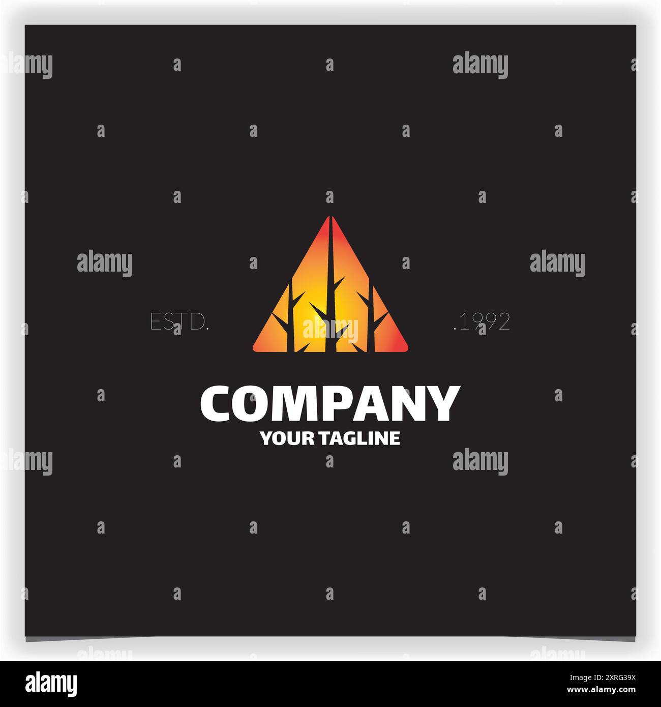 bamboo tree silhouette in triangle logo design vector template Stock ...