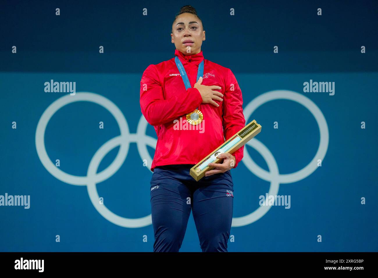 Paris, France 20240810. Solfrid Koanda after the victory in the women's ...