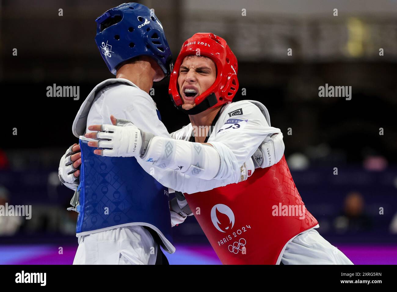 Paris, France. 10th Aug, 2024. Arian Salimi of Iran (blue) and Ivan ...