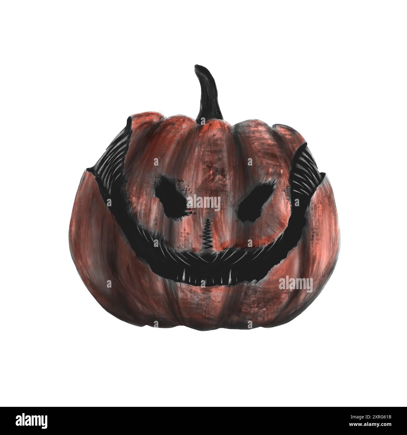 Horror Halloween pumpkin illustration, dark design, isolated, scary ...