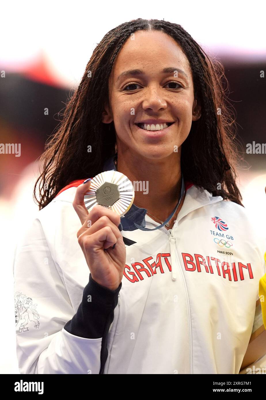 Great Britain's Katarina Johnson-Thompson with the silver medal after ...
