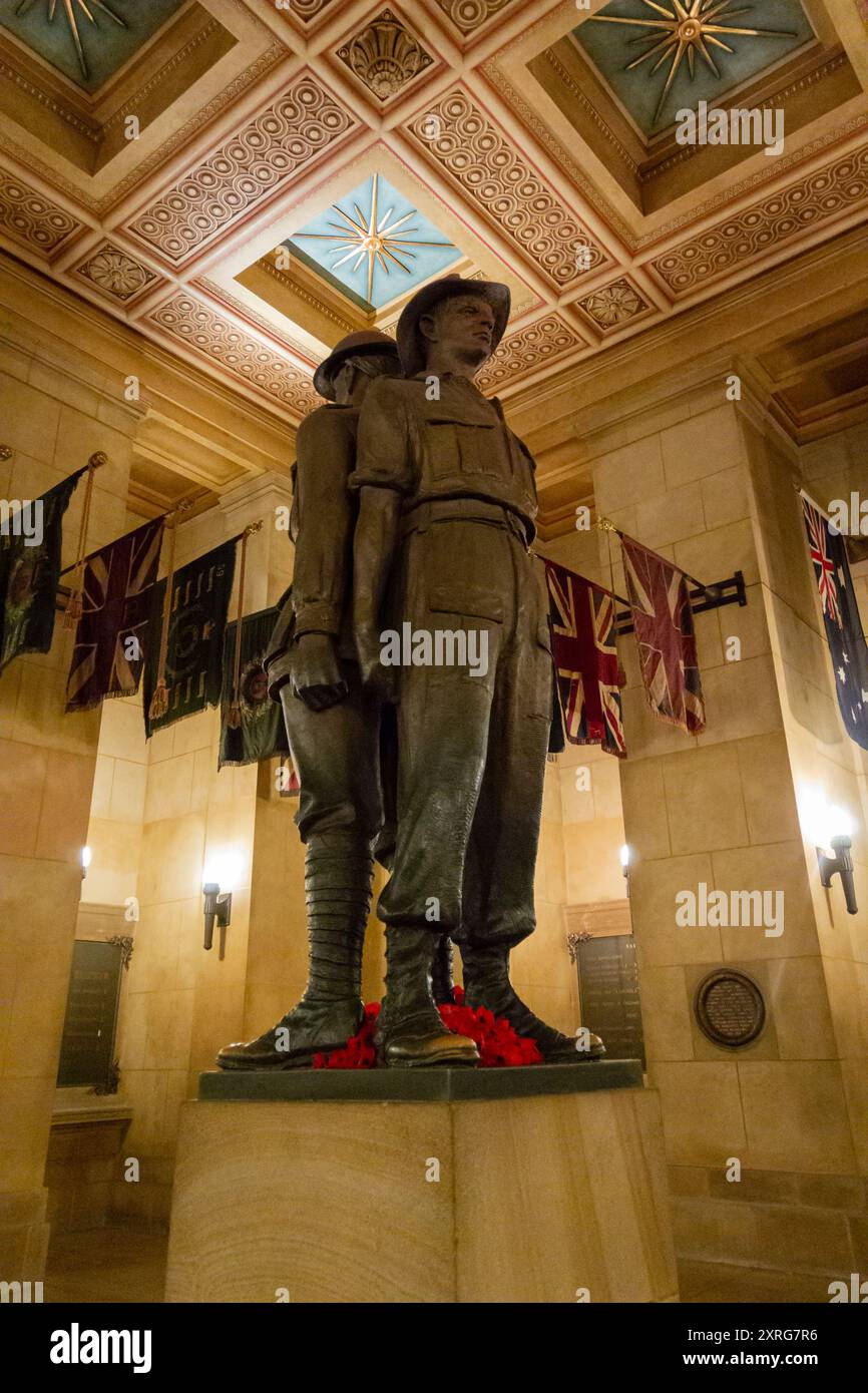 Father and Son statue in the Crypt of The Shrine of Remembrance war ...
