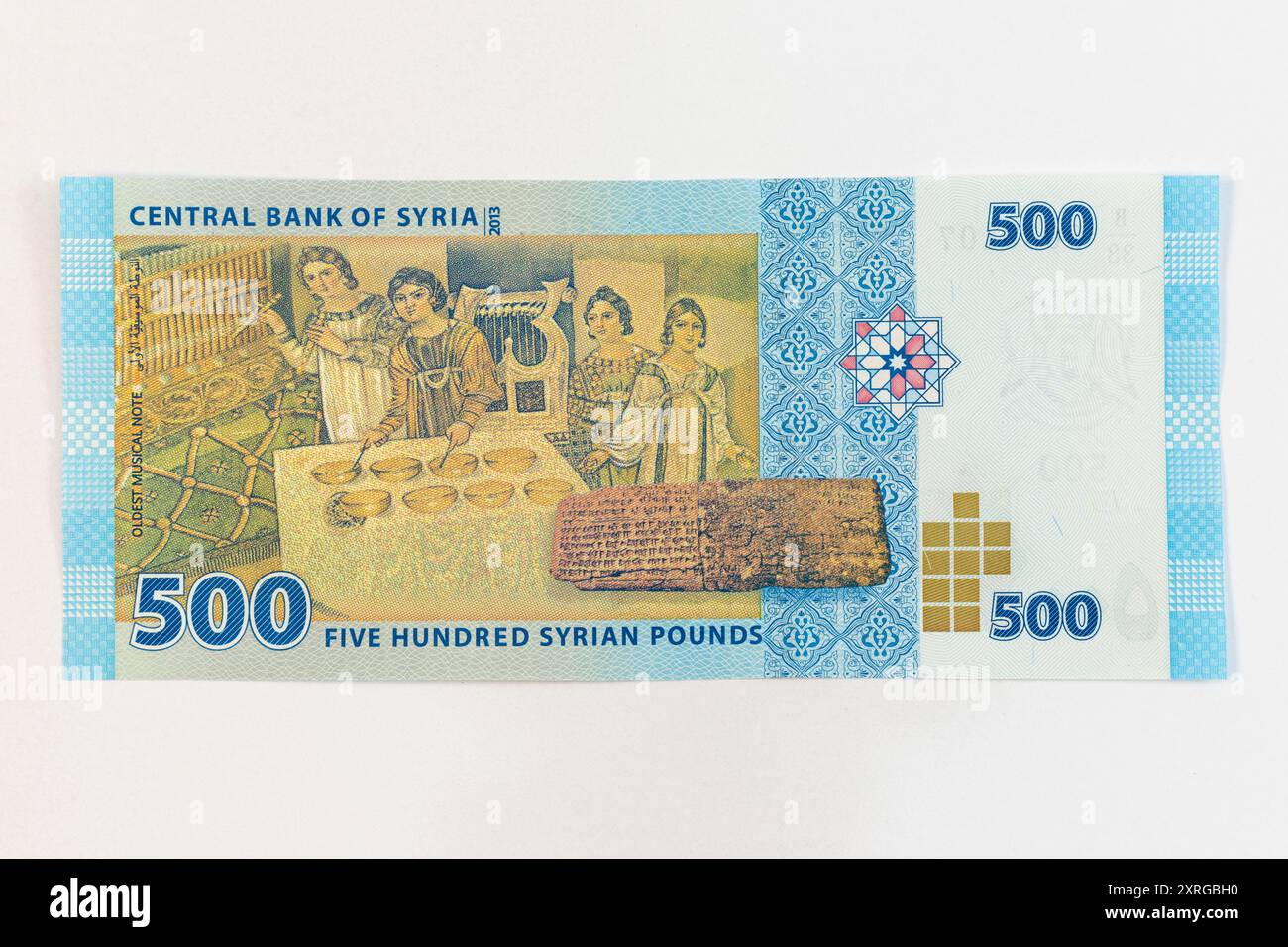 Syria five hundred pounds banknote features Mosaic of the Musicians ...