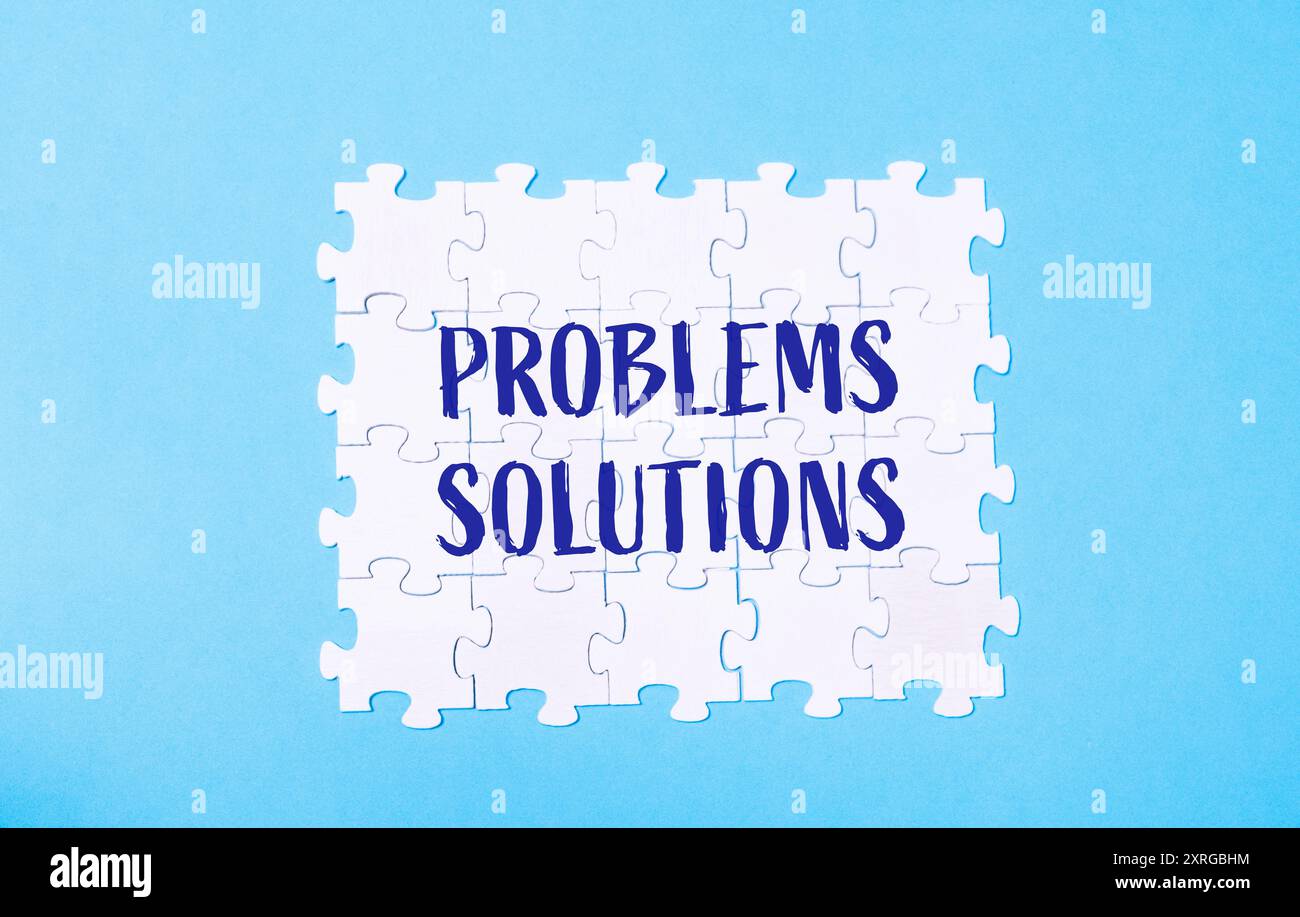 A puzzle with the word problems written on it. The puzzle pieces are ...
