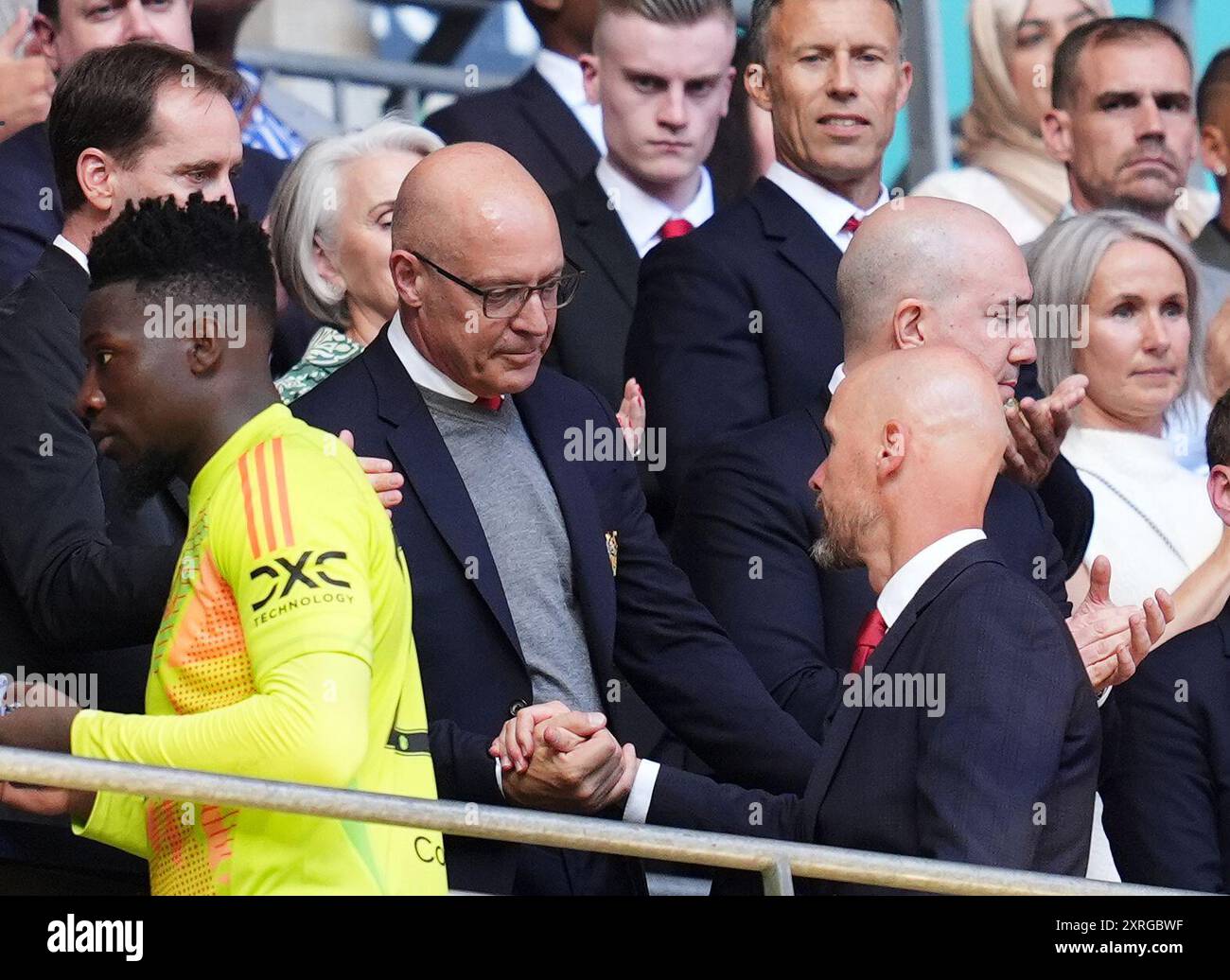 Manchester United manager Erik ten Hag (right) with Dave Brailsford ...