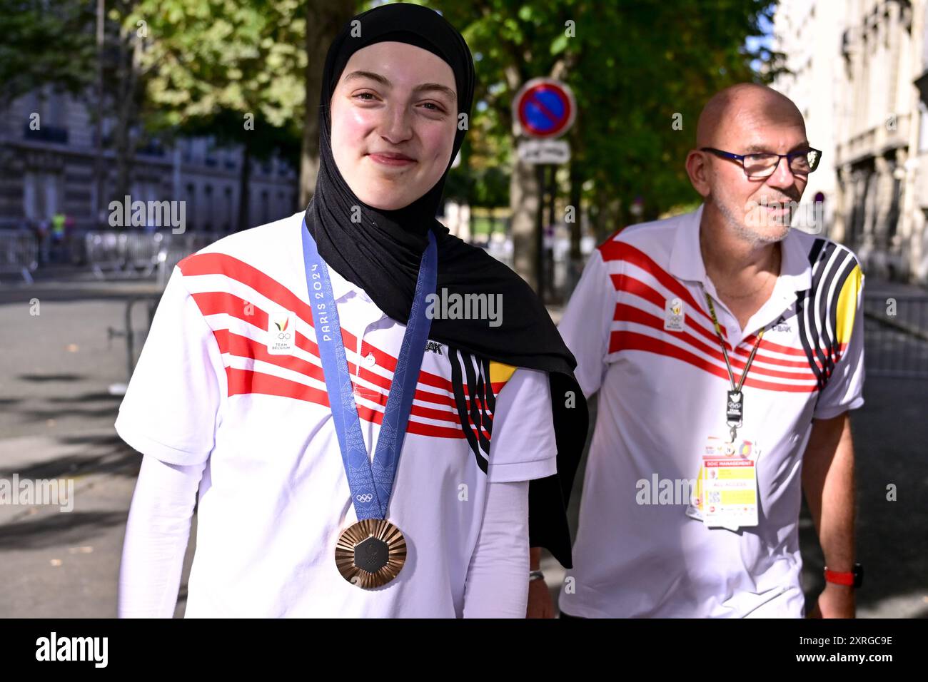 Paris, France. 10th Aug, 2024. Belgian taekwondoka Sarah Chaari, winner ...