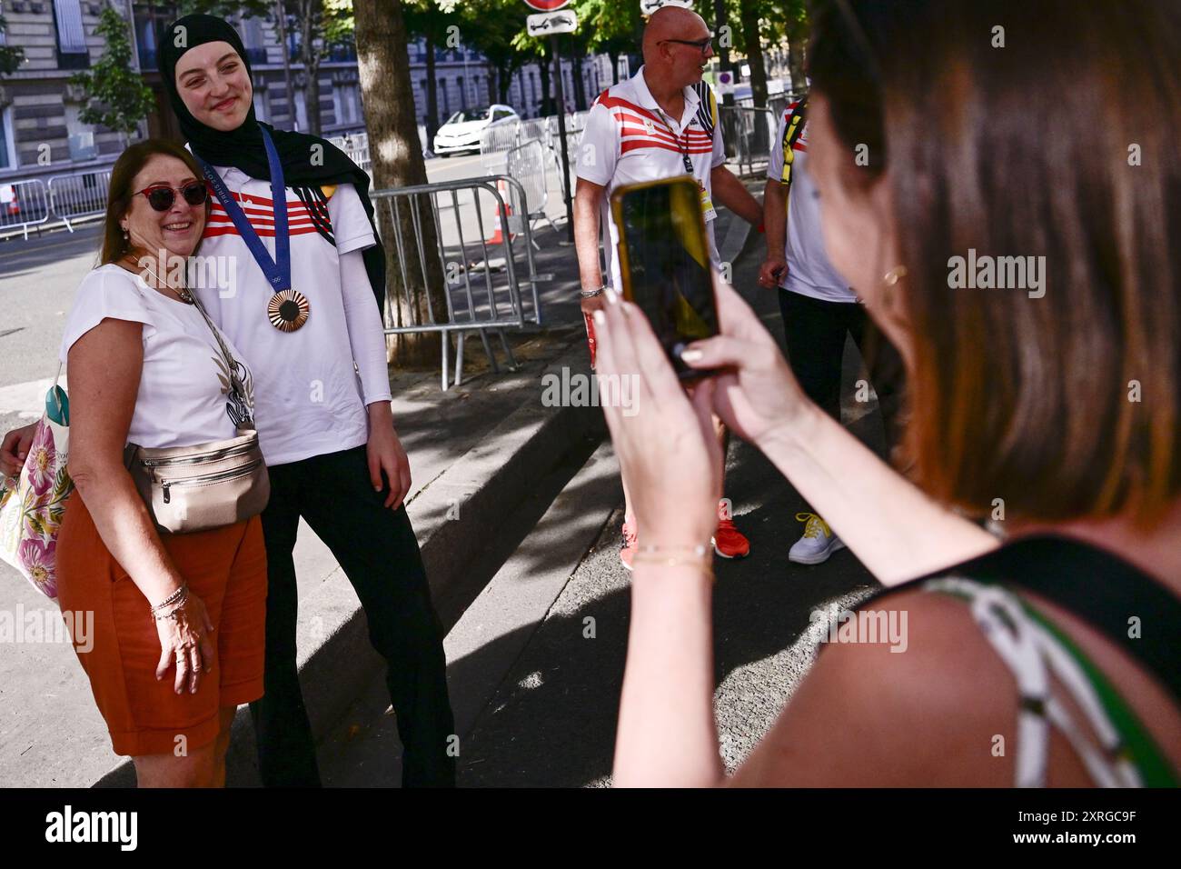 Paris, France. 10th Aug, 2024. Belgian taekwondoka Sarah Chaari, winner ...