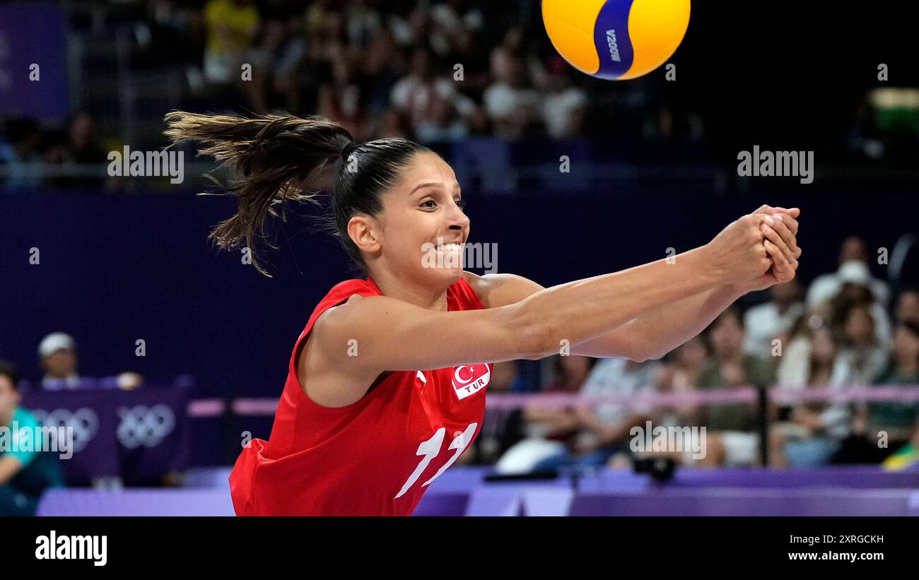 Turkey's Derya Cebecioglu returns a ball during a bronze medal women's ...