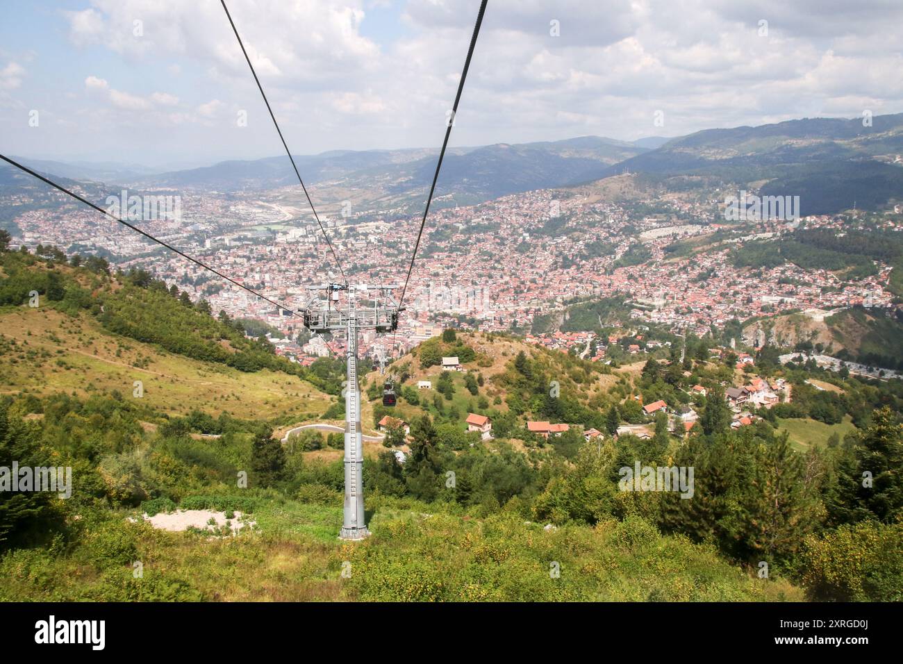 Cable car ride down from Olympic Bobsled Track, Sarajevo, Bosnia Stock ...