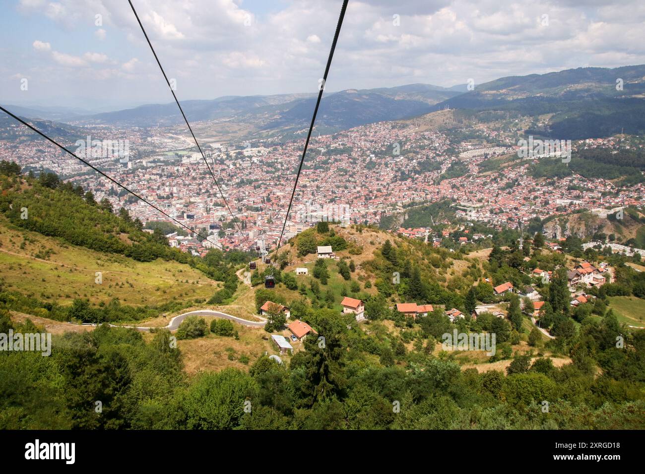 Cable car ride down from Olympic Bobsled Track, Sarajevo, Bosnia Stock ...