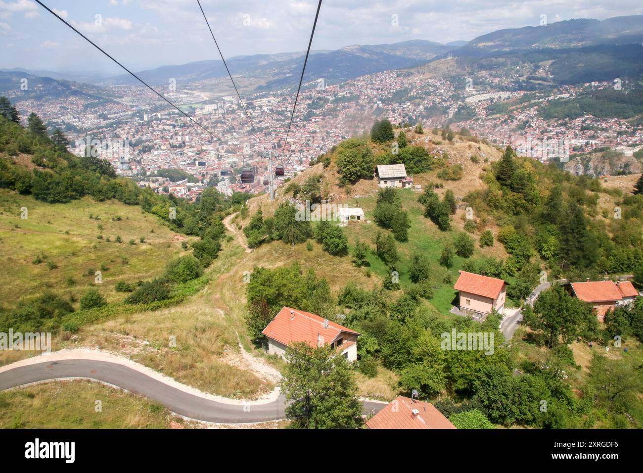 Cable car ride down from Olympic Bobsled Track, Sarajevo, Bosnia Stock ...