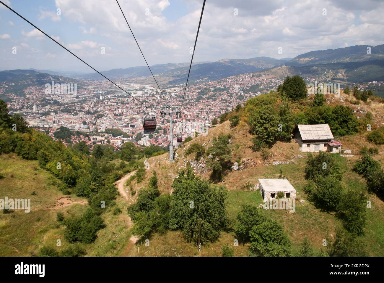 Cable car ride down from Olympic Bobsled Track, Sarajevo, Bosnia Stock ...