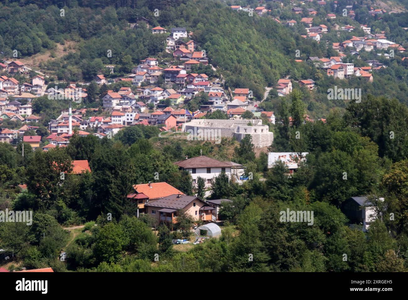 Cable car ride down from Olympic Bobsled Track, Sarajevo, Bosnia Stock ...