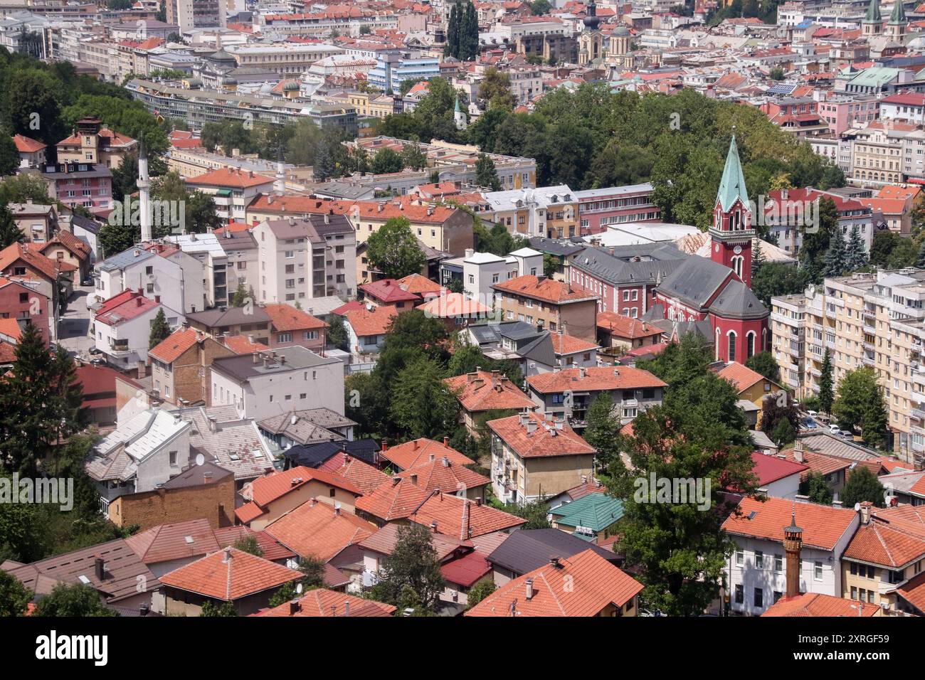 Cable car ride down from Olympic Bobsled Track, Sarajevo, Bosnia Stock ...