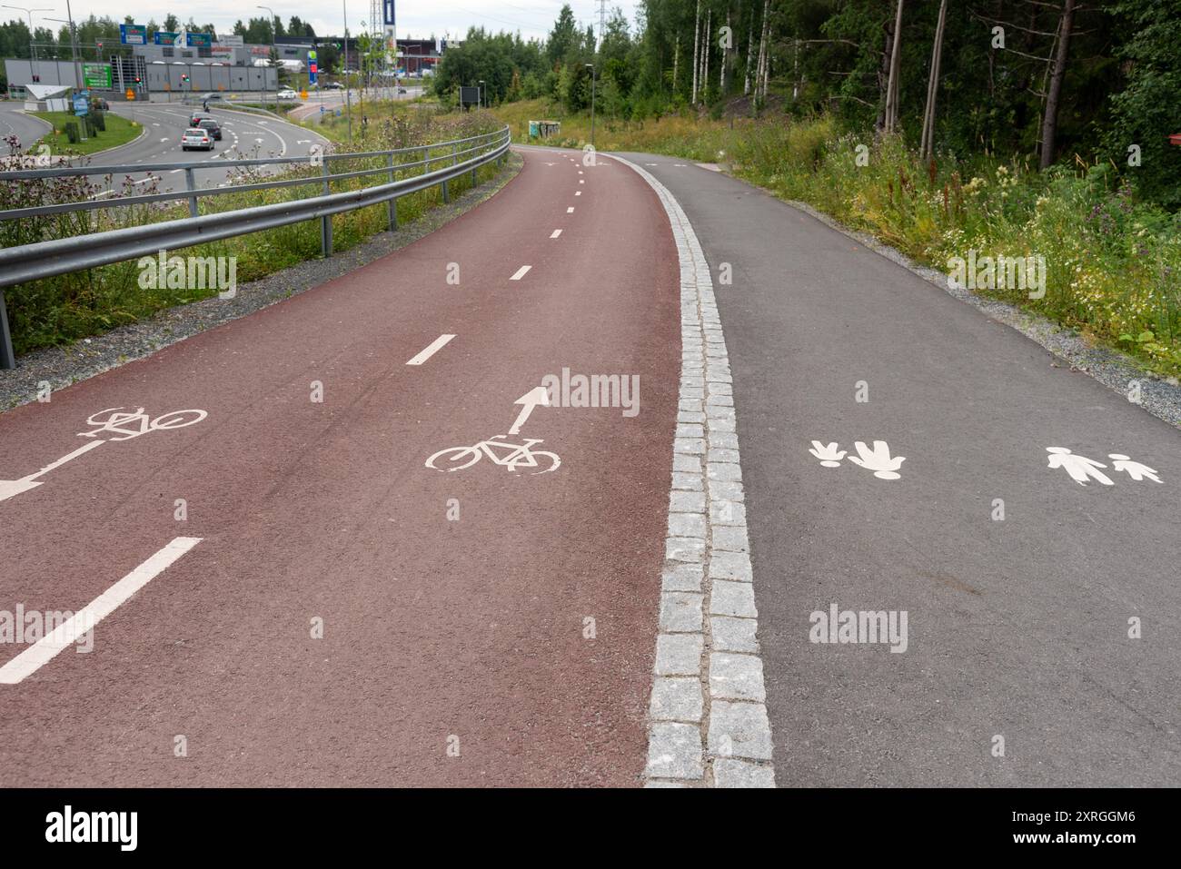 Cycle lane and pedestrian road signs Stock Photo - Alamy