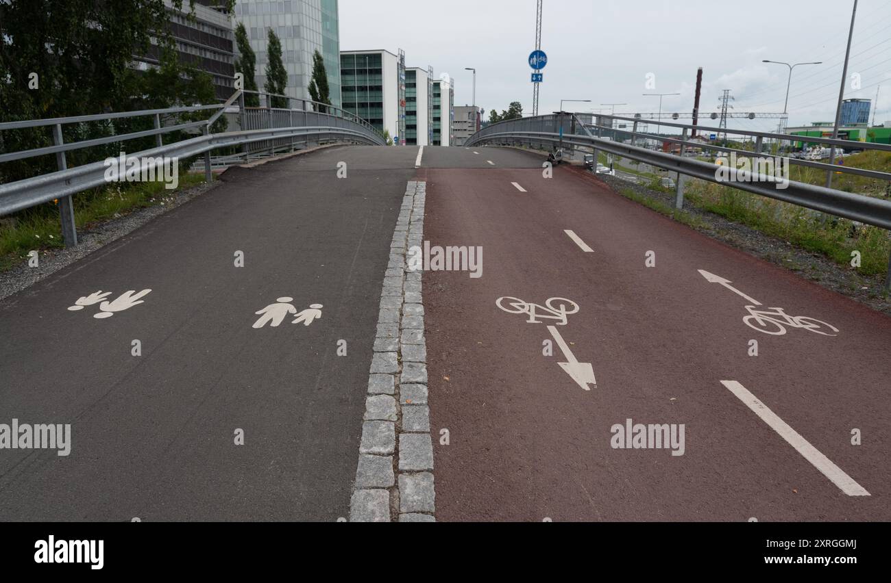 Cycle lane and pedestrian road signs Stock Photo - Alamy