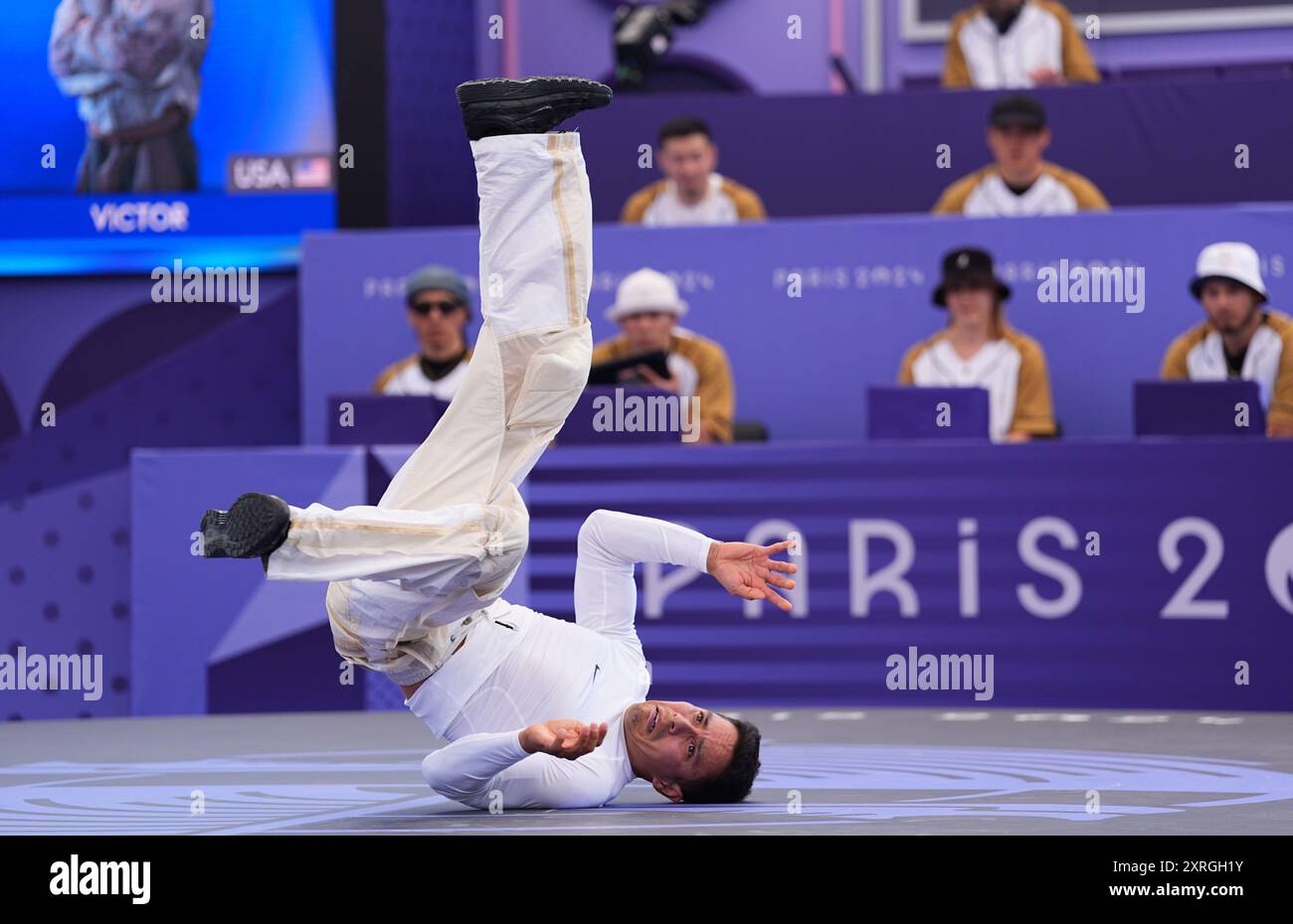 Victor (United States of America) competes during the B-Boys Round ...