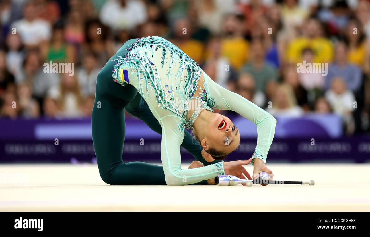 PARIS, FRANCE - AUGUST 09: Taisiia Onofrichuk of Team Ukraine competes ...