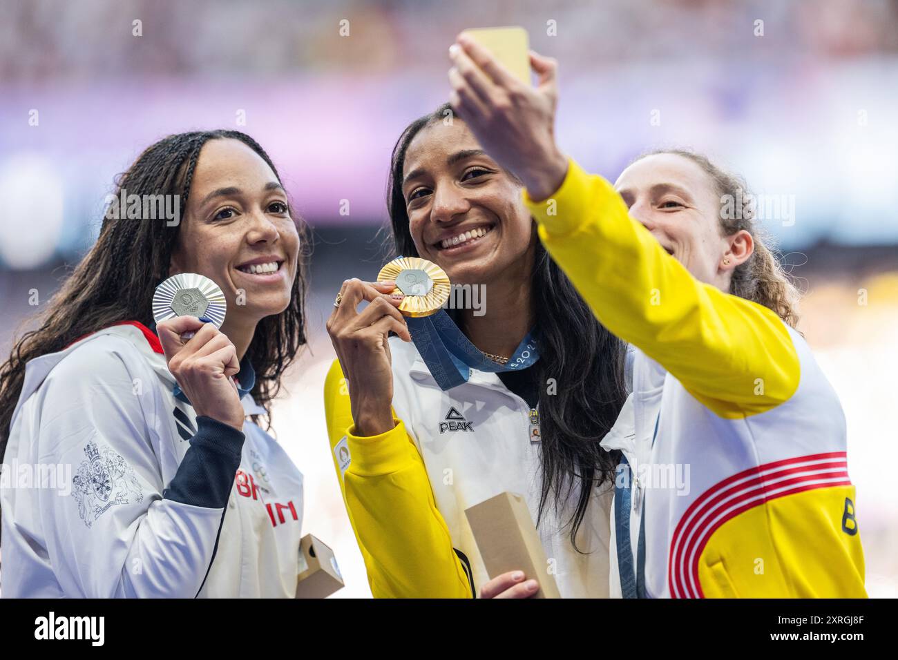 Silver medallist Katarina Johnson-Thompson of Great, UK. , . gold ...