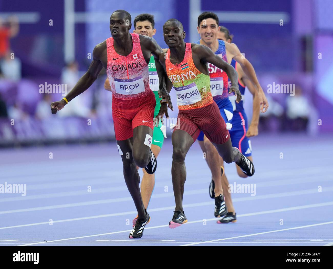 Paris, France. 10th Aug, 2024. Emmanuel Wanyonyi of Kenya (R) and Marco ...