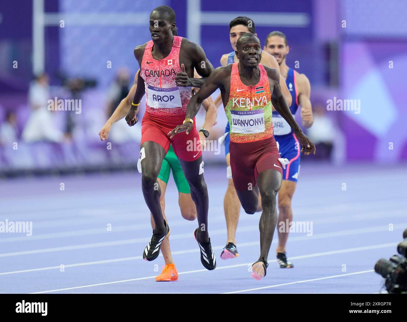 Paris, France. 10th Aug, 2024. Emmanuel Wanyonyi of Kenya (R) and Marco ...