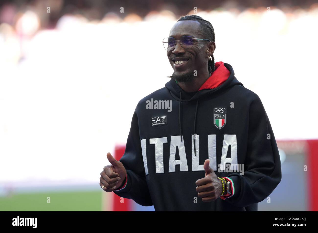 Men's triple jump bronze medalist, Andy Diaz Hernandez, of Italy, on ...