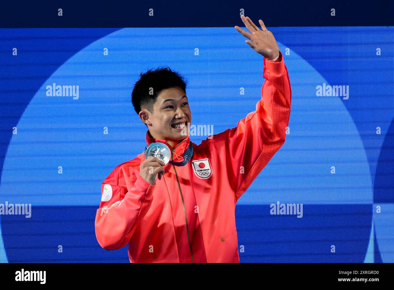 Rikuto Tamai of Japan shows the silver medal after competing in the ...
