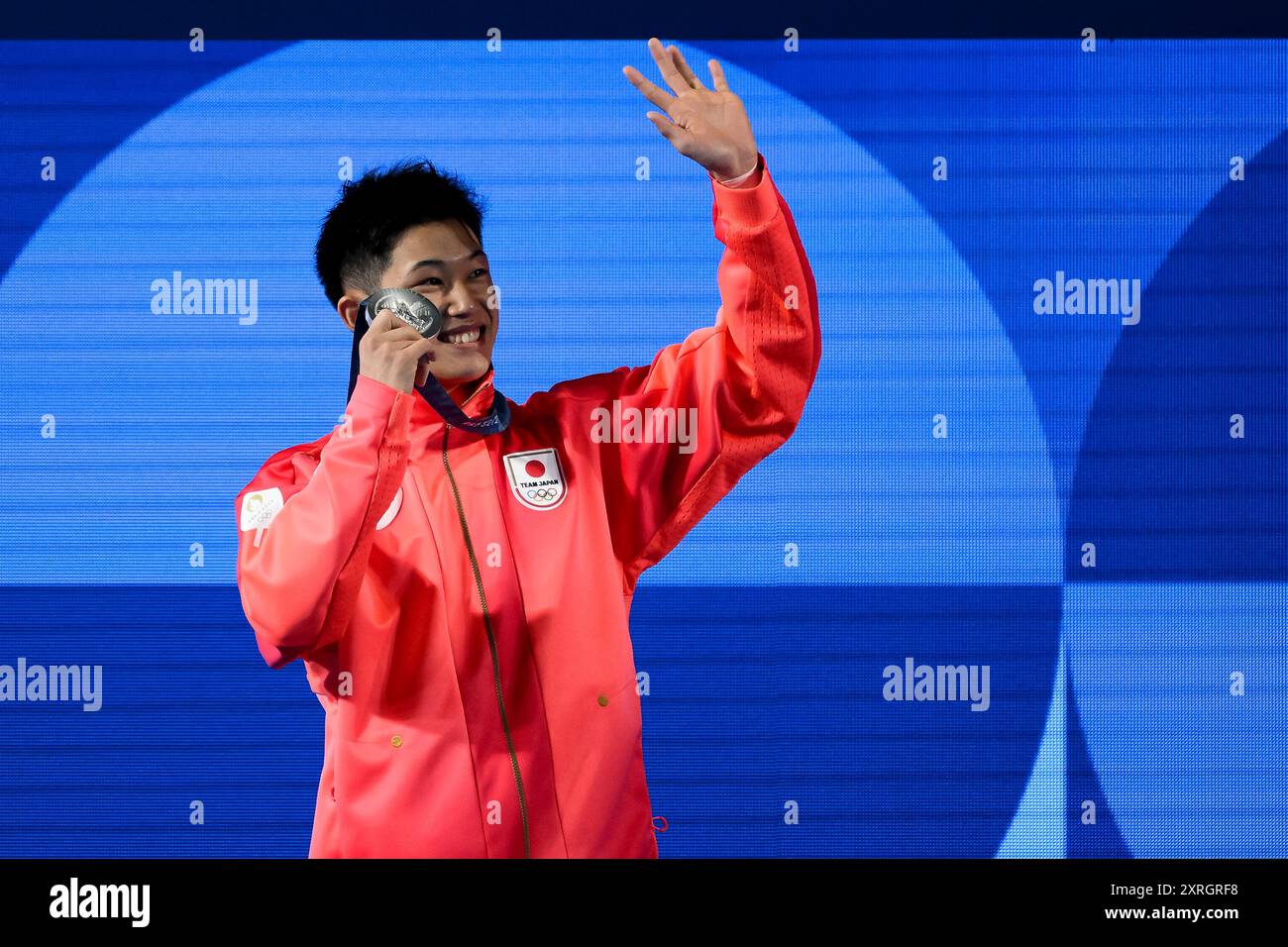 Rikuto Tamai of Japan shows the silver medal after competing in the ...