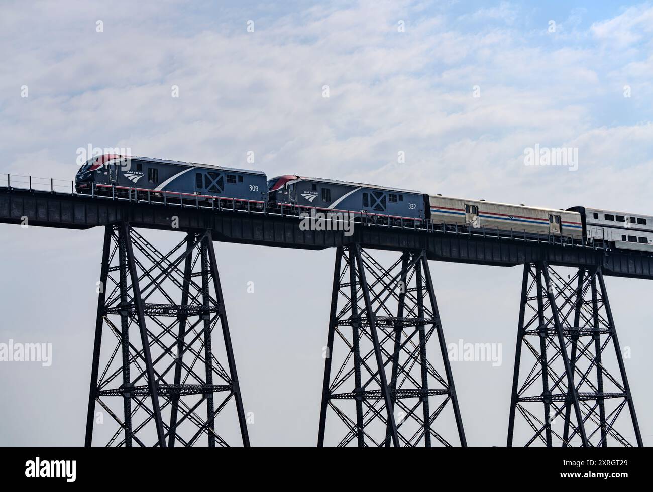 Siemens Charger ALC-42 diesel electric locomotives lead Amtrak's westbound Empire Builder ...