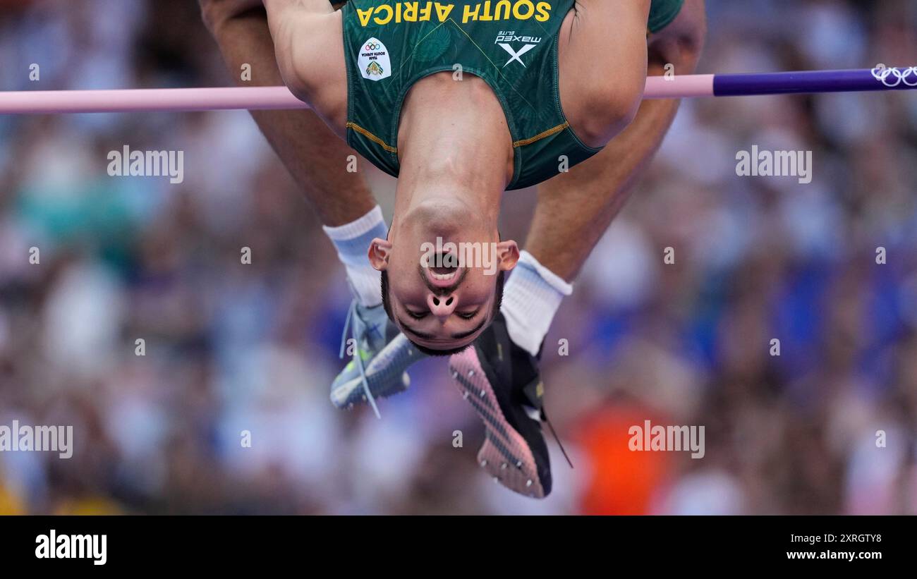 Brian Raats, of South Africa, competes in the men's high jump final at ...