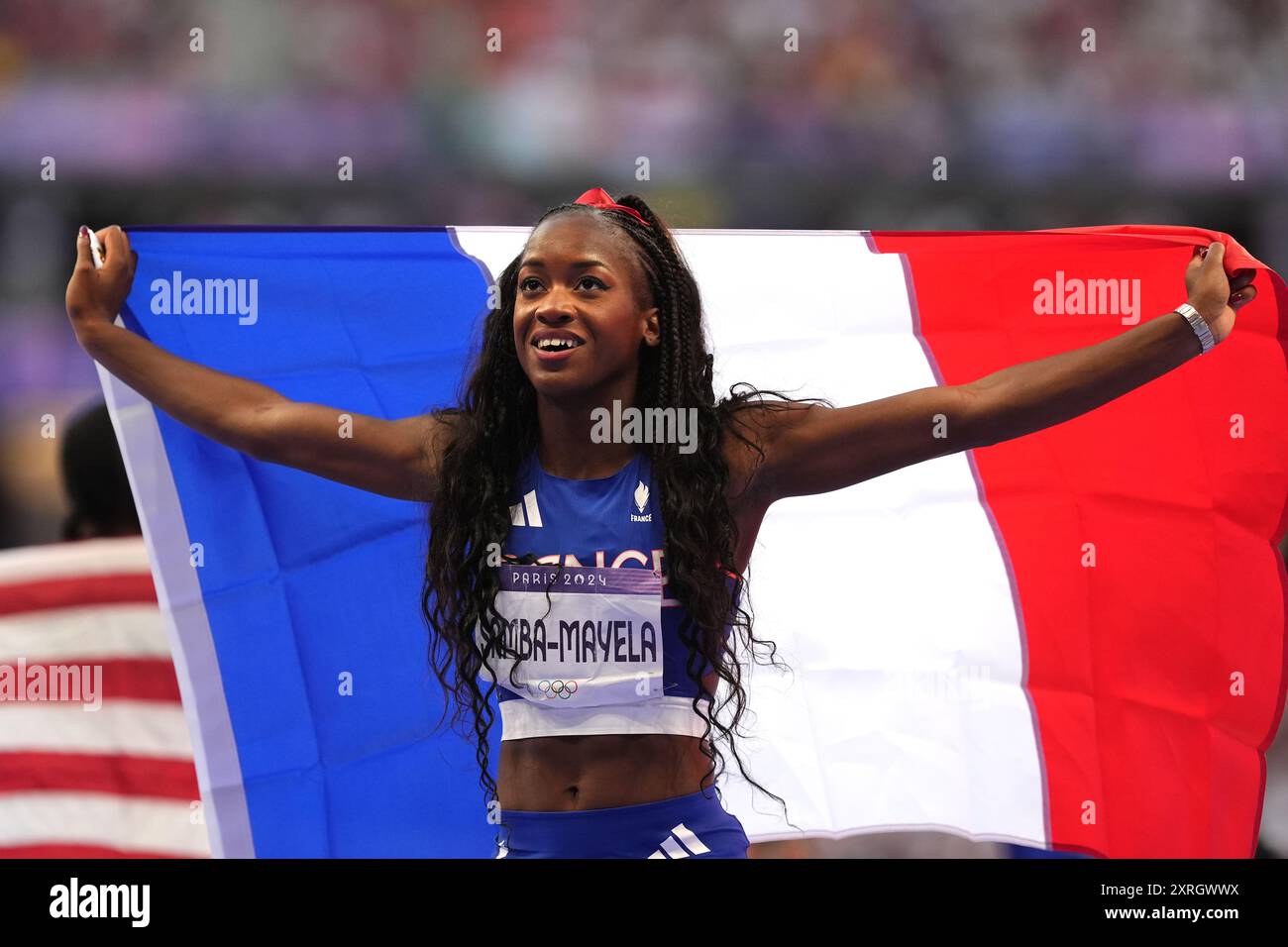 France's Cyrena Samba-Mayela celebrates winning silver in the Women's ...
