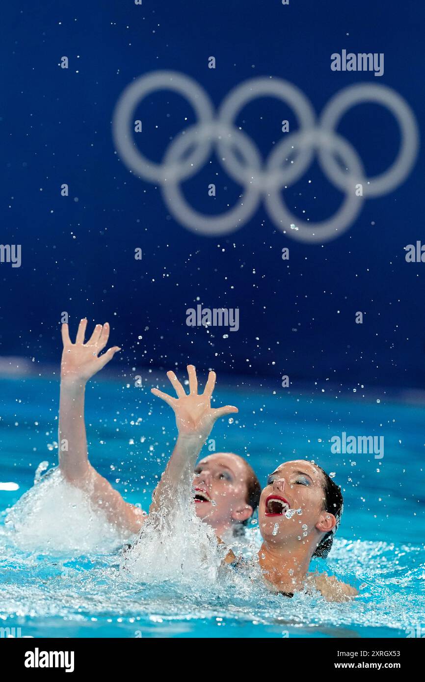 New Zealand's Nina Brown and Eva Morris compete in the duet free ...
