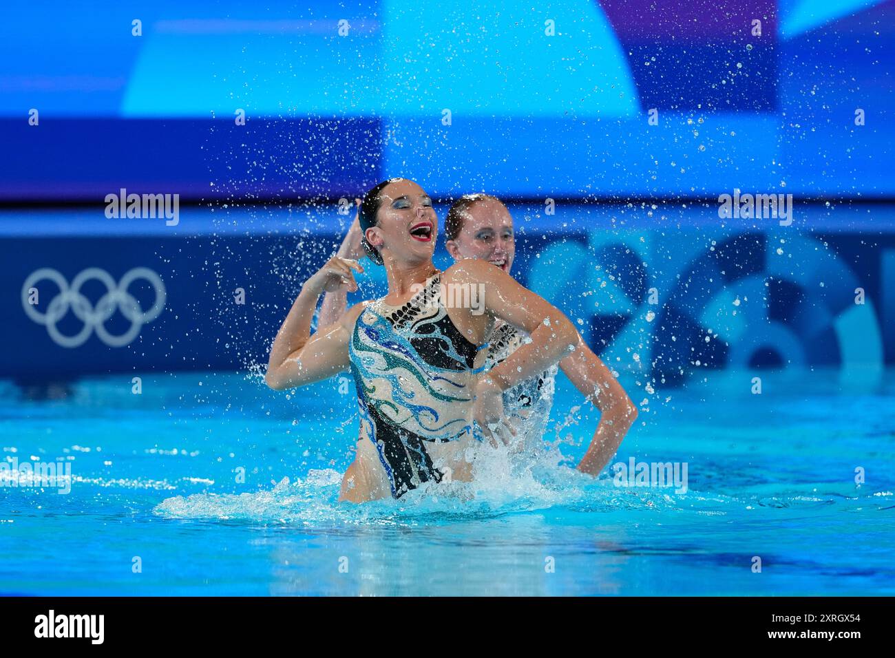 New Zealand's Nina Brown and Eva Morris compete in the duet free ...