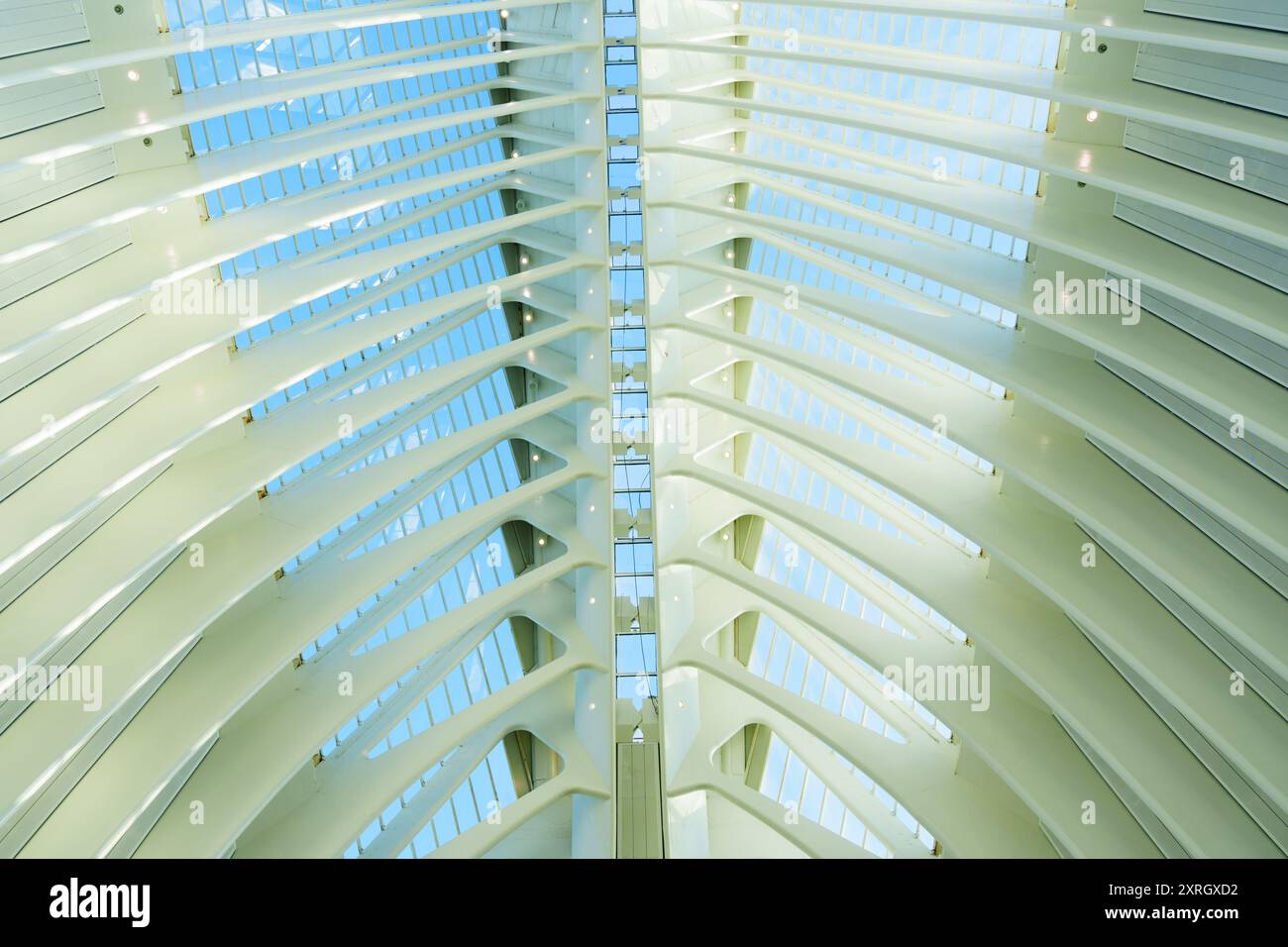 Architectural ceiling design with beams and natural light Stock Photo ...