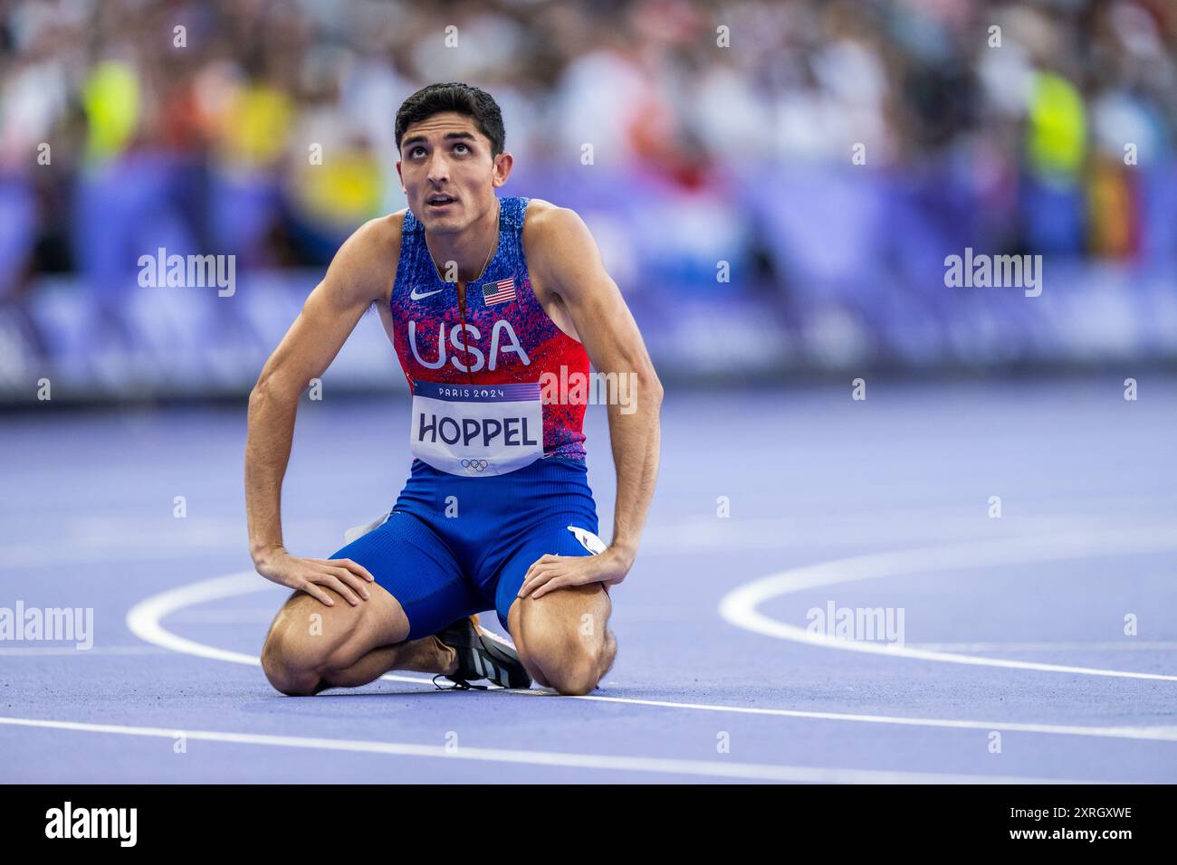 Bryce Hoppel of, USA. , . looks dejected after men's athletics 800 meter final during day 15 of ...
