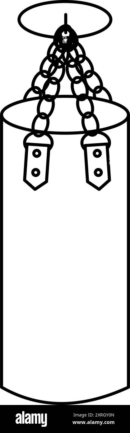 Black outline of a hanging punching bag by hand drawn. Simple mixed ... Black outline of a hanging punching bag by hand drawn. Simple mixed ...