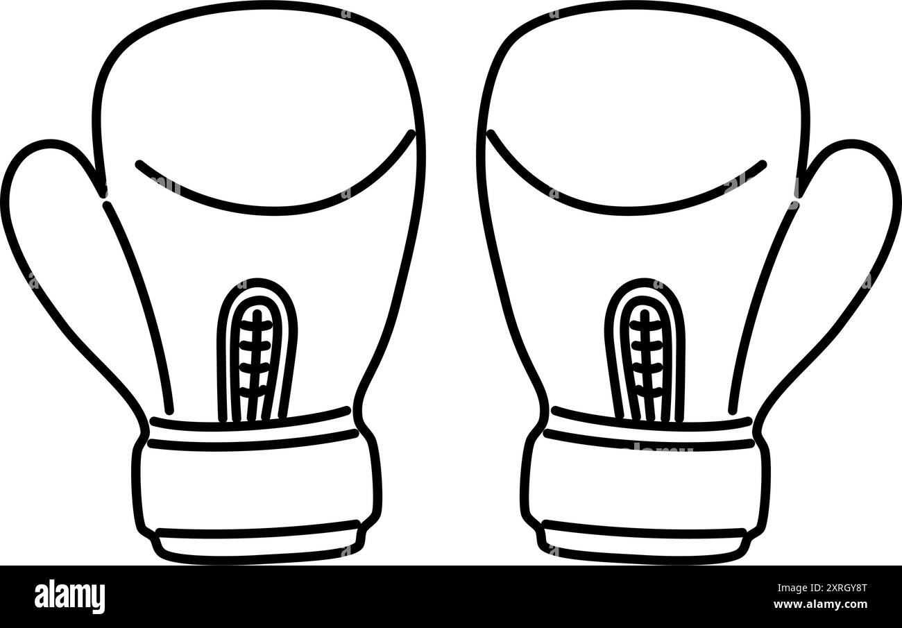 A pair of gloves for boxing or kickboxing. Black outline icon of boxing ...