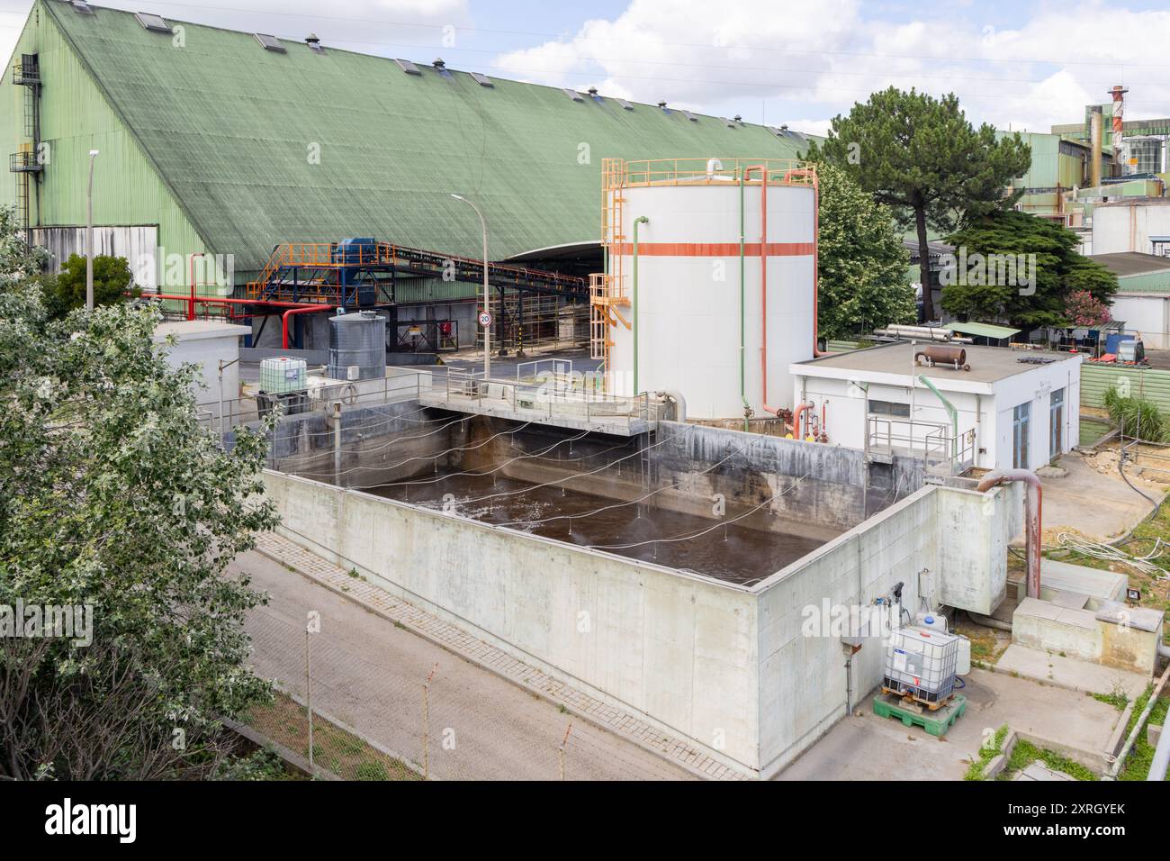 Industrial water treatment plant processing wastewater in a sugar ...