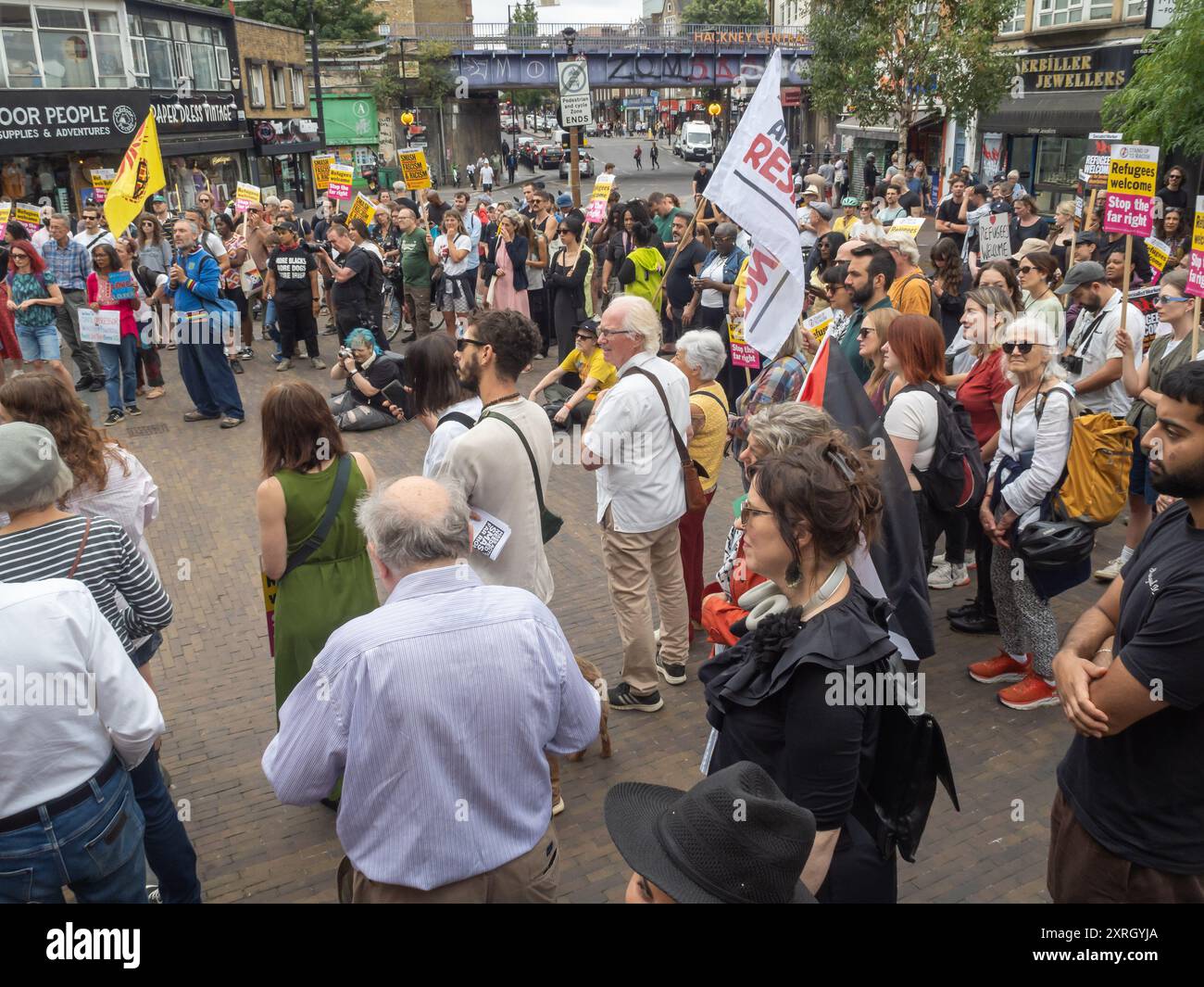 London, UK. 10 Aug 2024. Hundreds came to a rally in the centre of ...