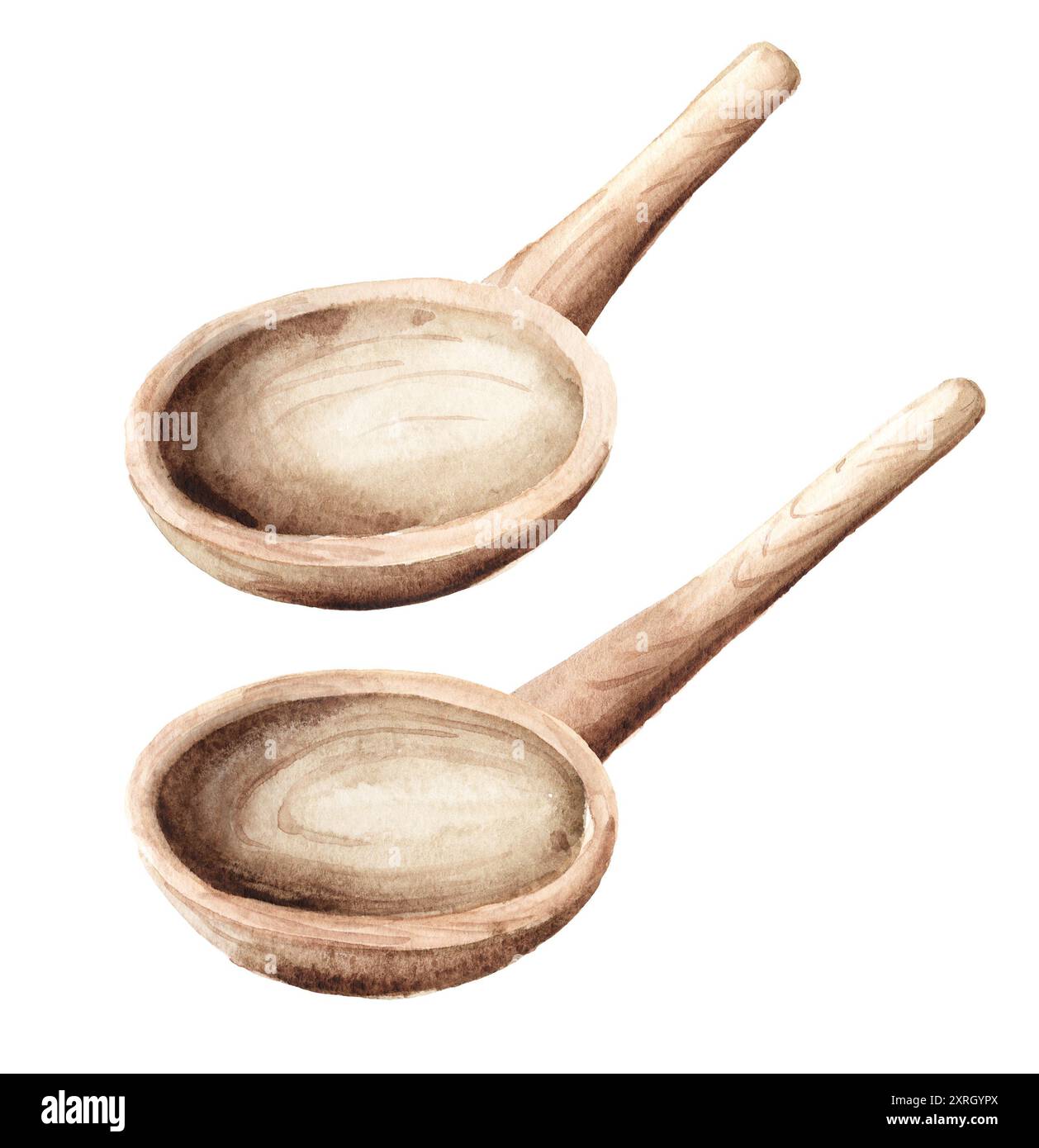 Wooden spoon. Hand drawn watercolor illustration isolated on white ...