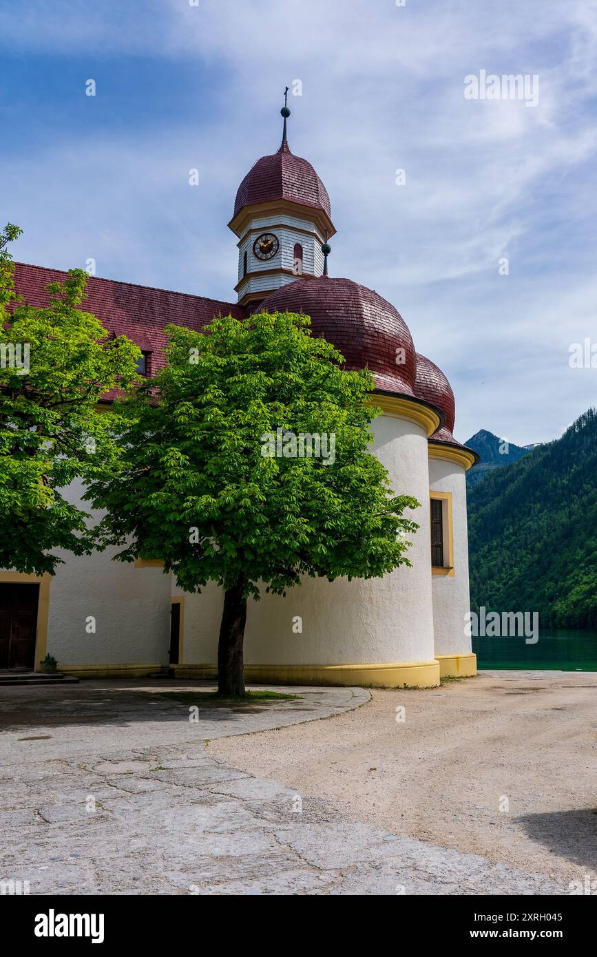 St. Bartholomew's Church at Königssee in Bavaria, Germany Stock Photo ...