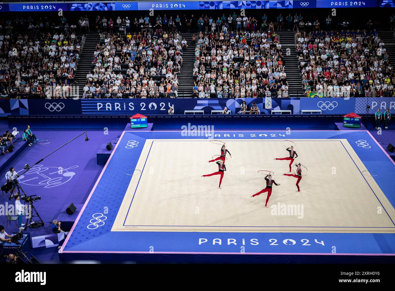 Ukraine's gymnasts competing in the rhytmic gymnastics' group all ...