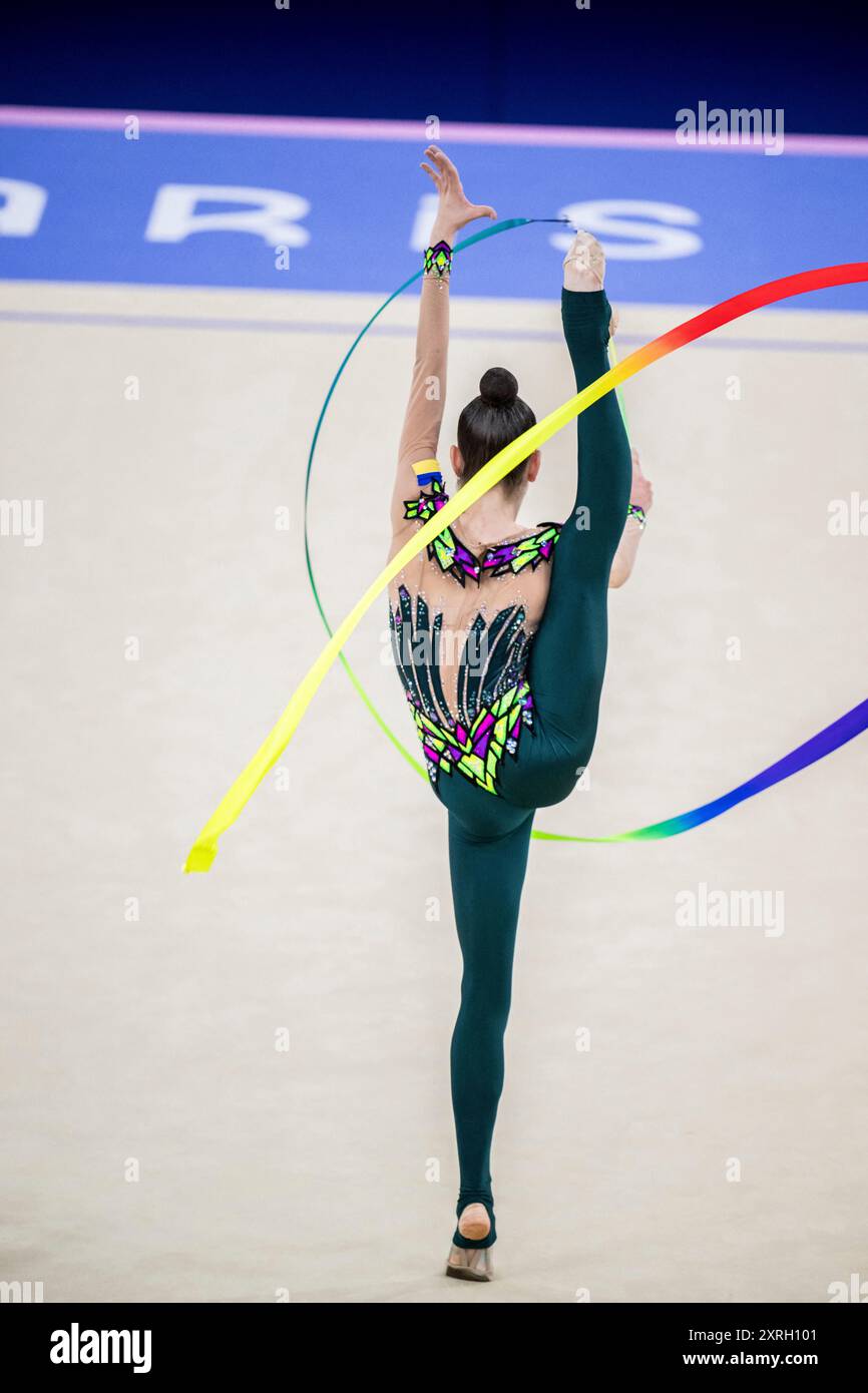 Ukraine's gymnasts competing in the rhytmic gymnastics' group all ...