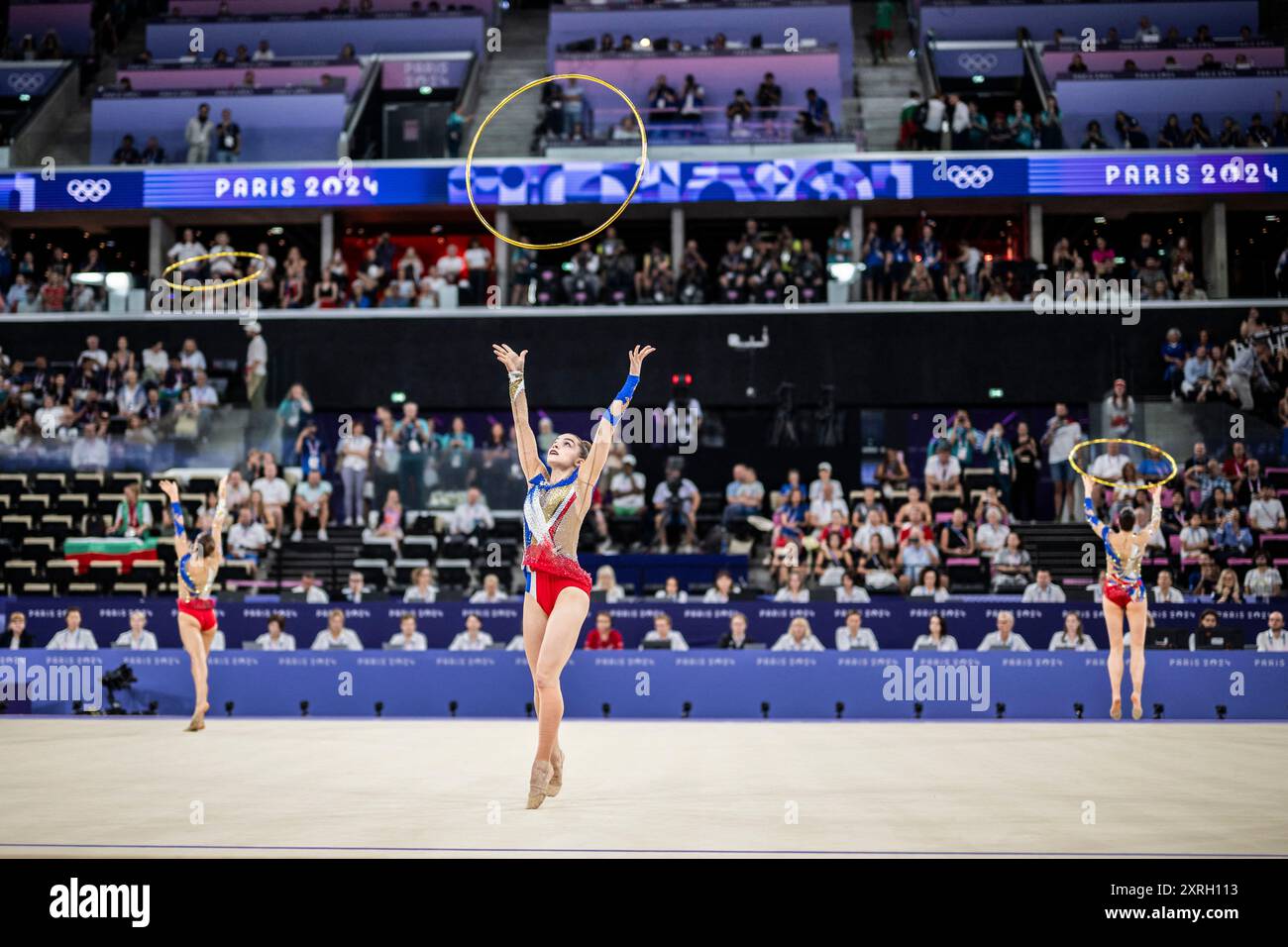 France's gymnasts competing in the rhytmic gymnastics' group all-around ...
