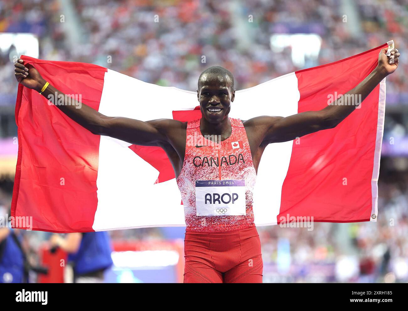 Paris, France. 10th Aug, 2024. Marco Arop of Canada celebrates after ...