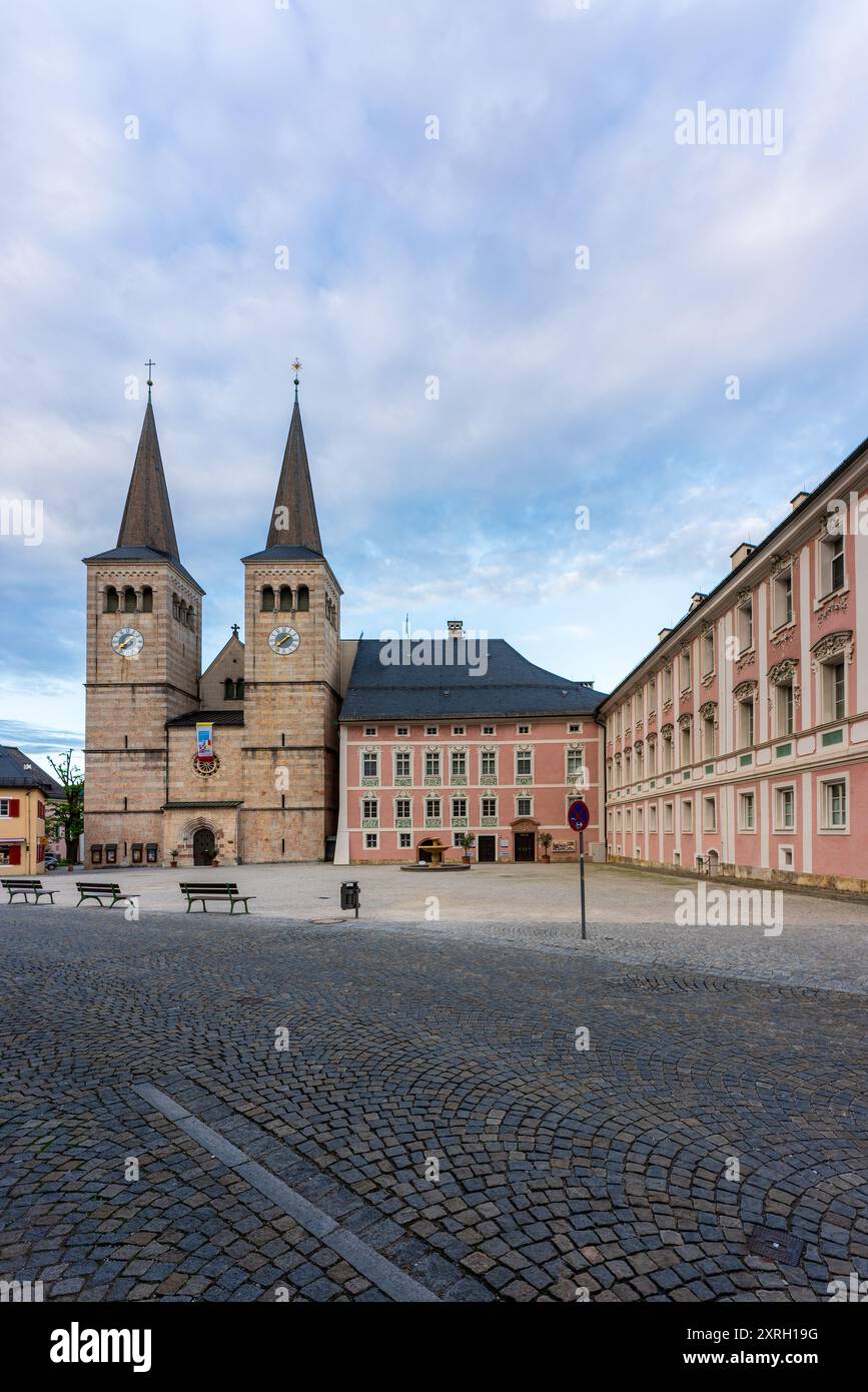 View of the Berchtesgaden Abbey Church and the Berchtesgaden Royal ...