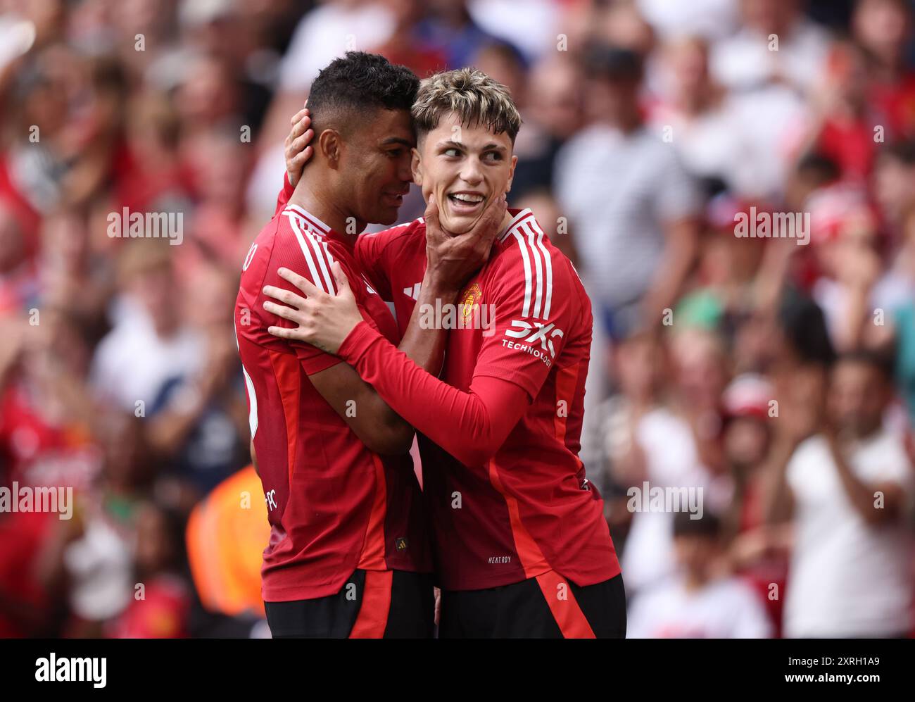 London, UK. 10th Aug, 2024. Casemiro (MU) and Alejandro Garnacho (MU ...