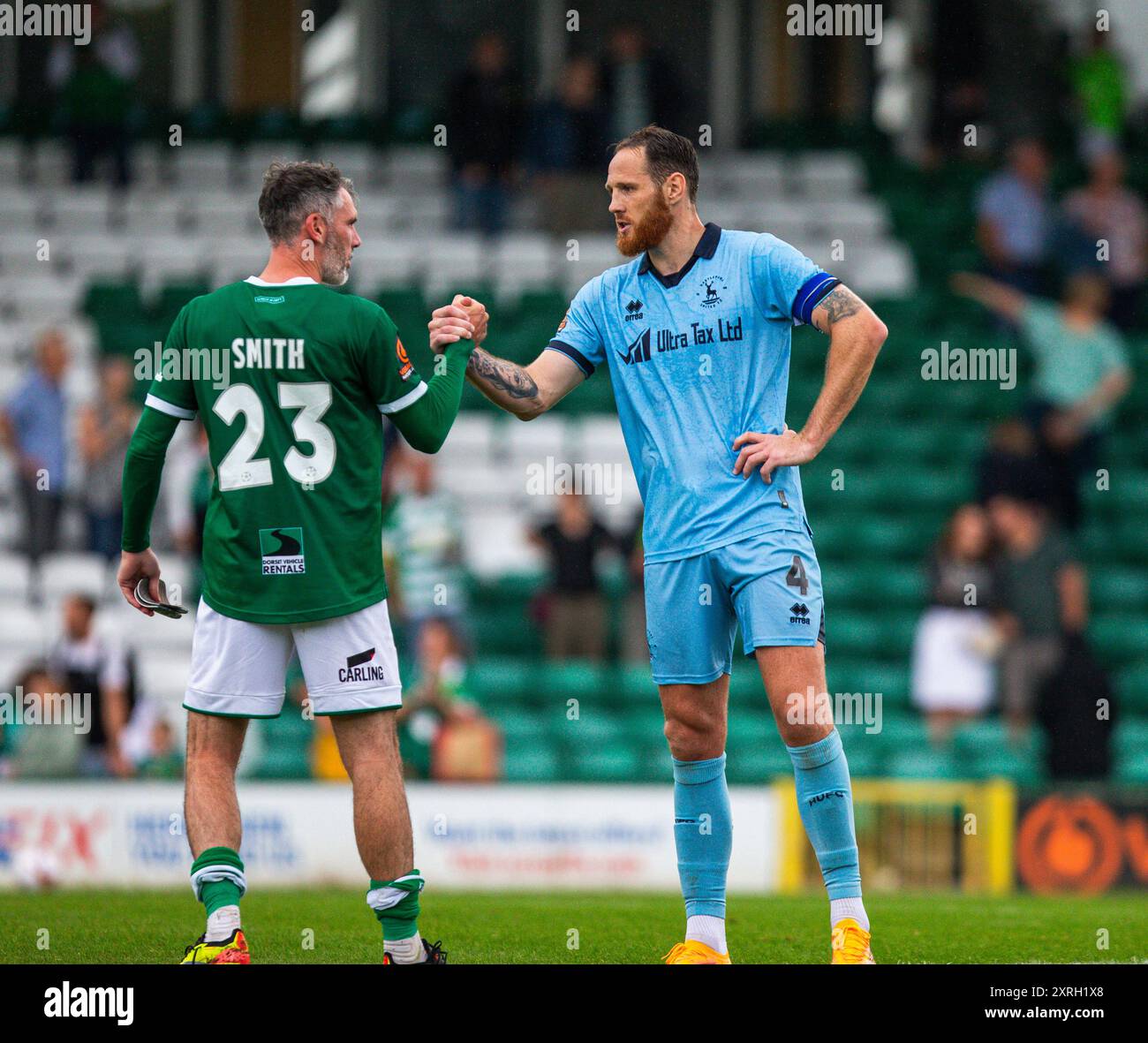 Michael Smith of Yeovil Town and Tom Parkes after the National League ...