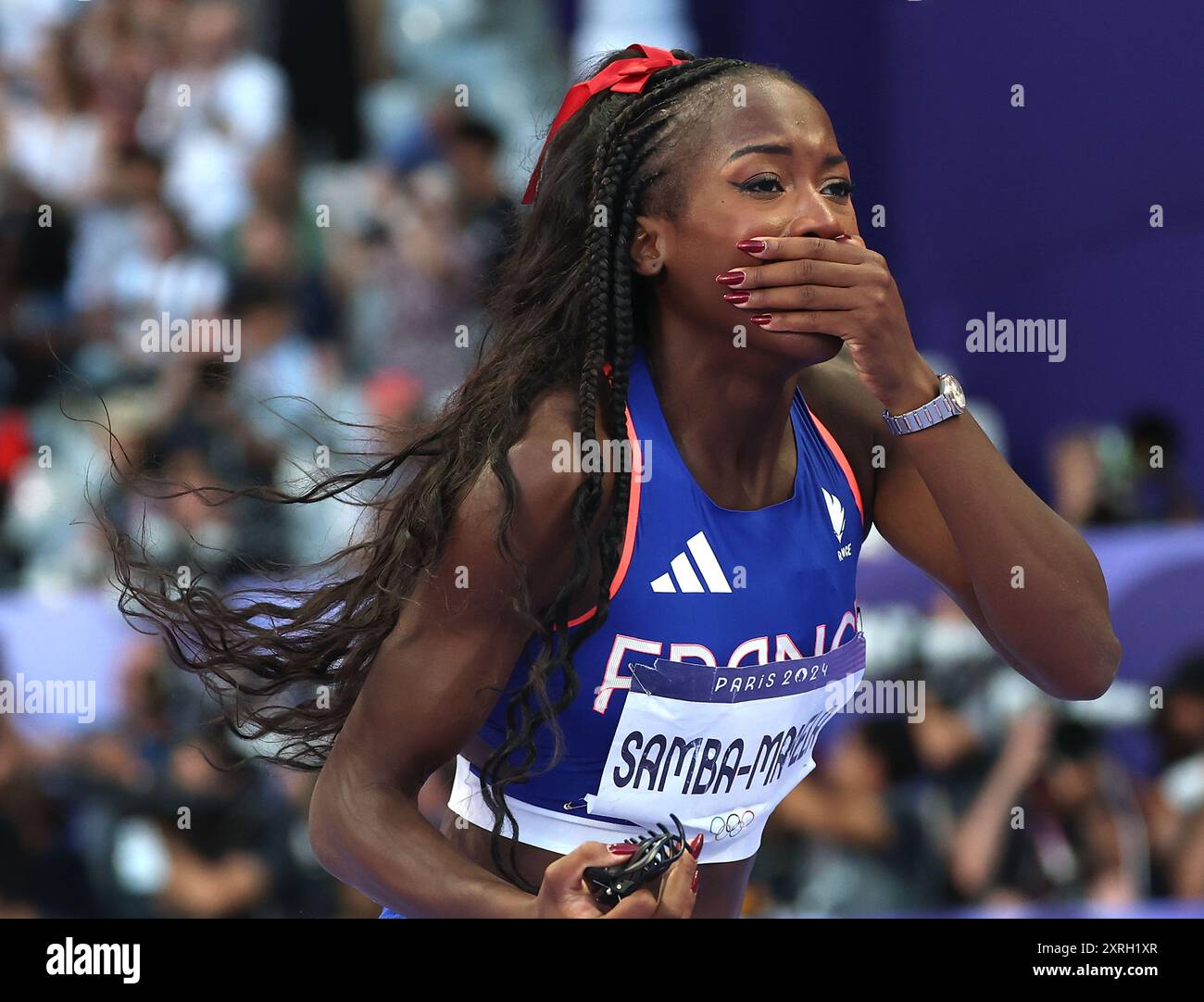 Paris, France. 10th Aug, 2024. Cyrena Samba-Mayela of France reacts ...