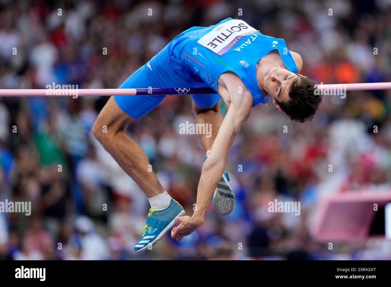 Stefano Sottile, of Italy, competes in the men's high jump final at the ...